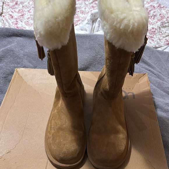 UGG | Shoes | Vintage Suede Tan Zipper Up To Knee With Two Tails | Poshmark